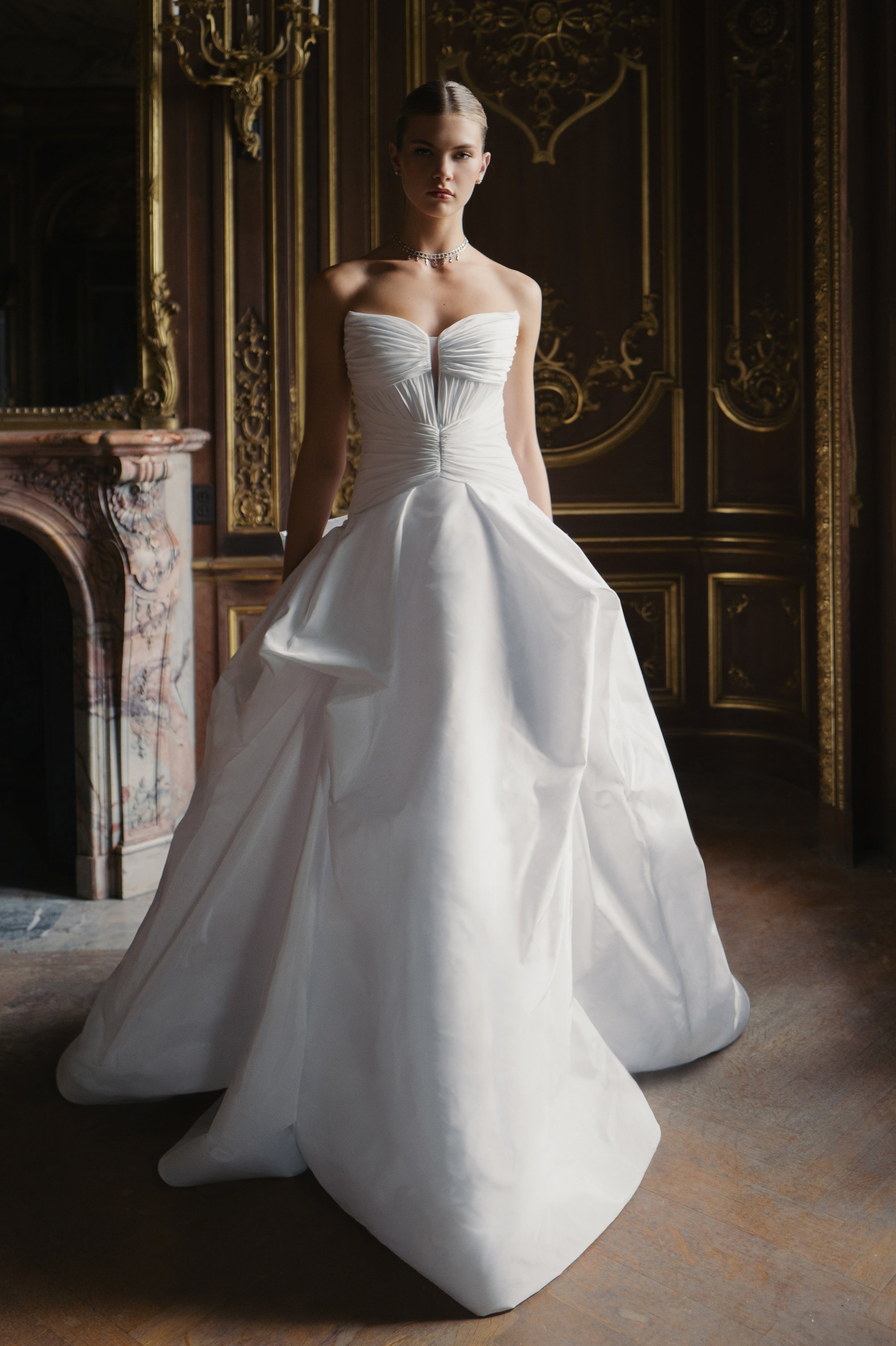 Gilded Grace Wedding Dress | V-Neckline Bodice | Anne Barge