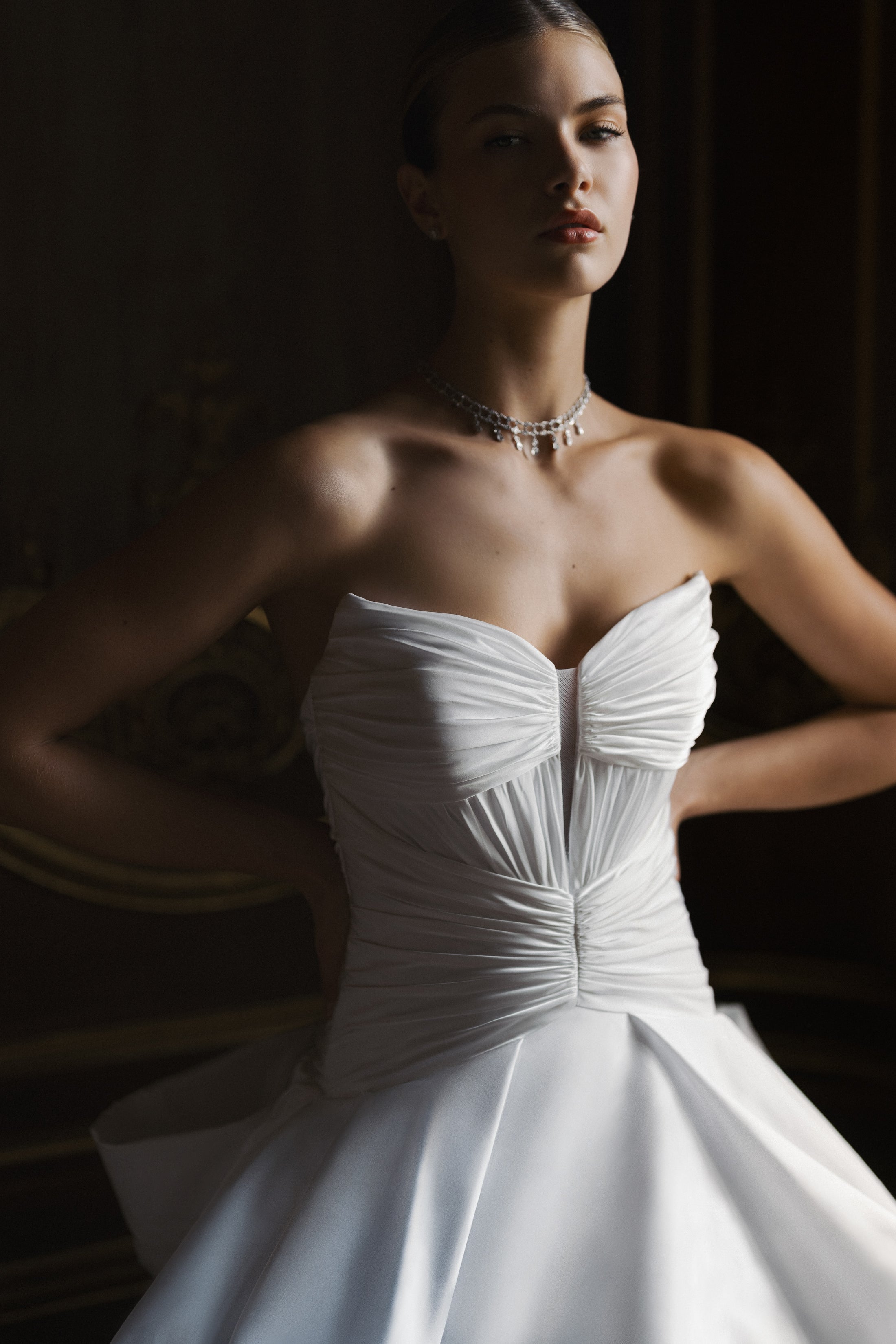 Gilded Grace Wedding Dress | V-Neckline Bodice | Anne Barge