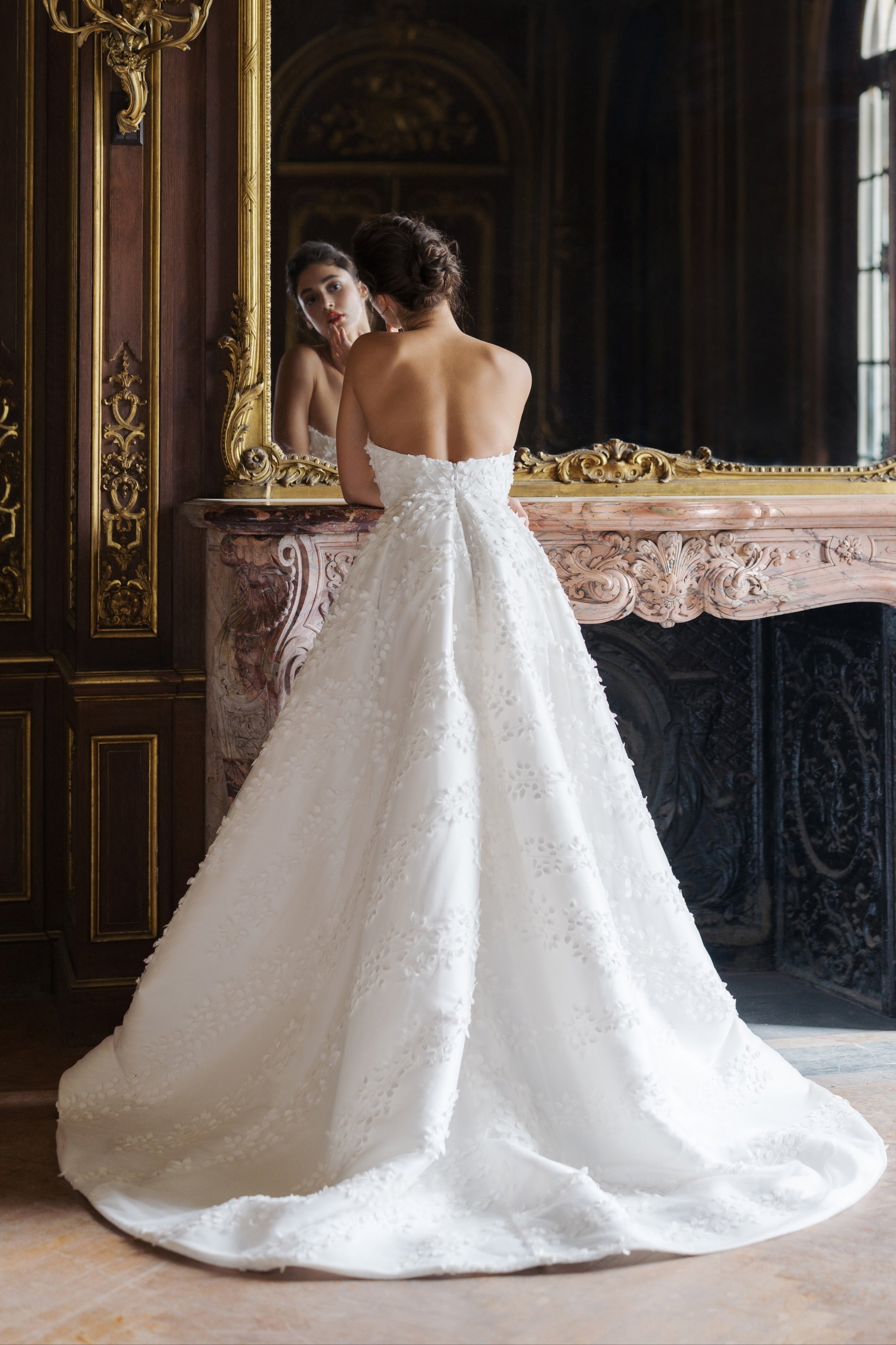 The Duke | Blue Willow Peaked Strapless Bodice Gown | Anne Barge