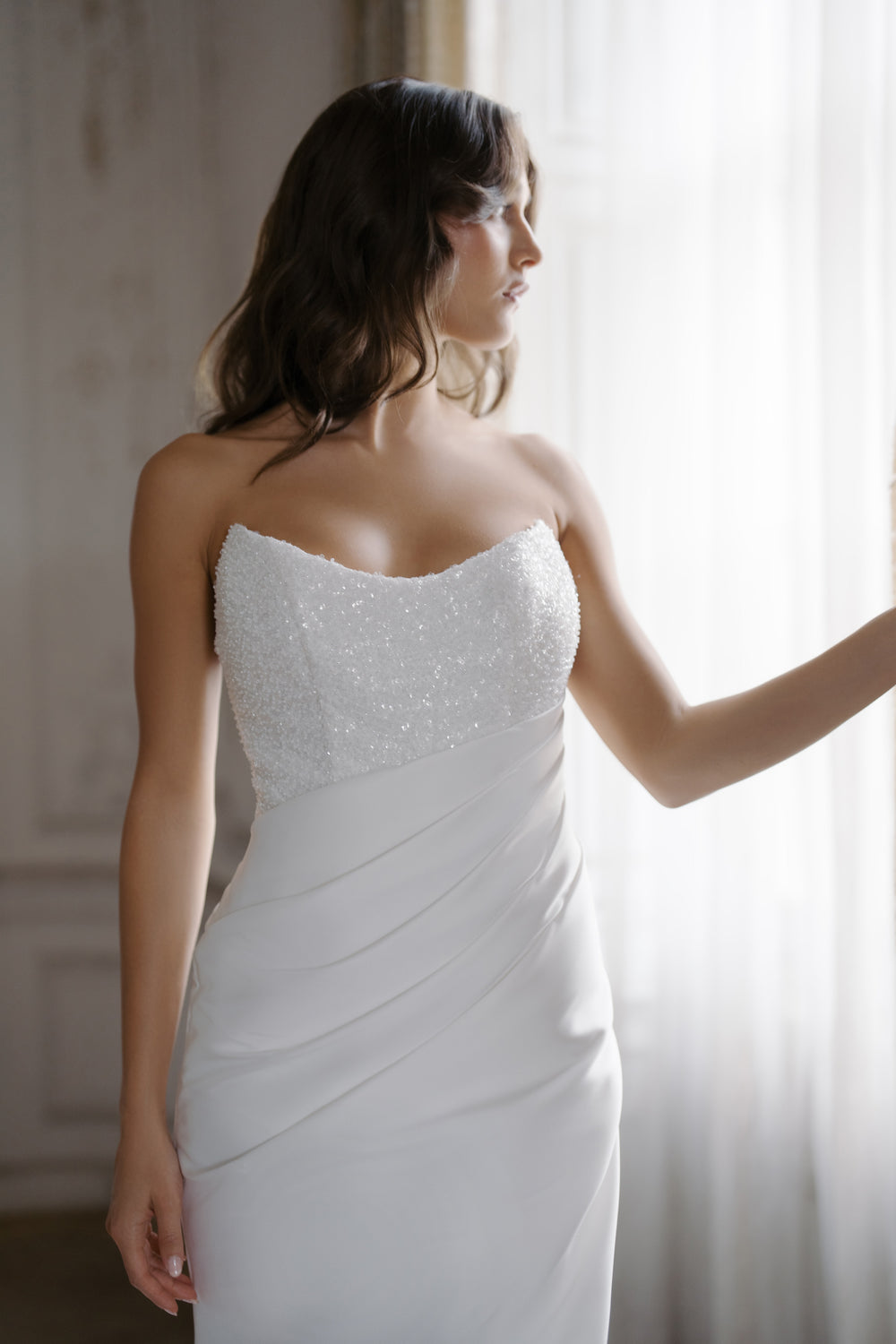 Ella-Anne | Blue Willow Dramatic Strapless Gown | Anne Barge